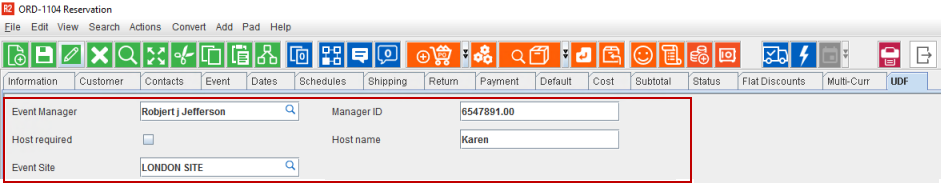 Default Event UDF values to its Event Orders