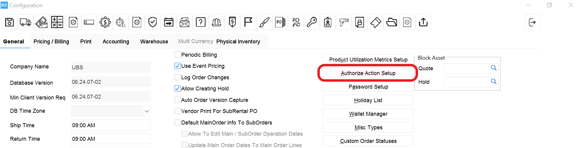 Authorization Action Setup