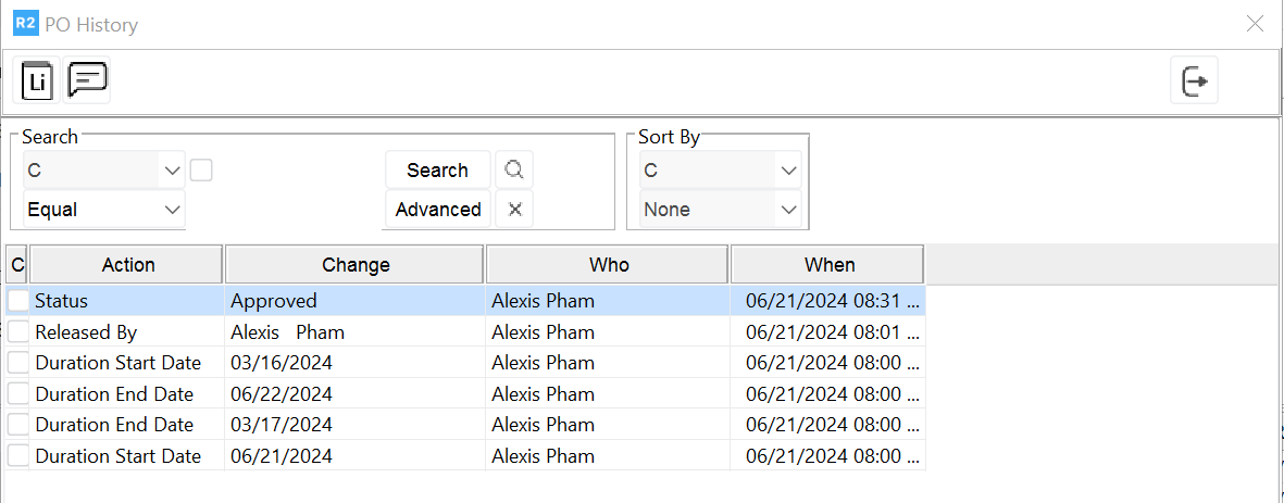 Viewing Purchase Order History